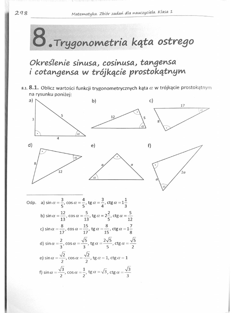 Trygonometria - Klasa 1 | PDF
