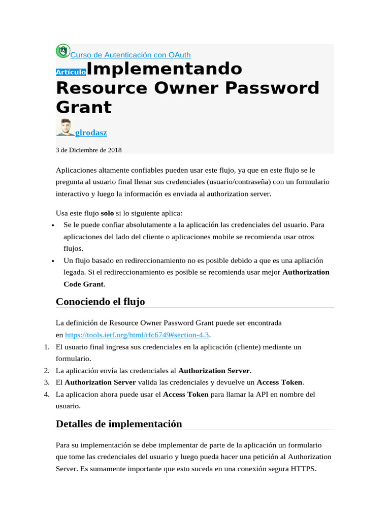 11 - Implementando Resource Owner Password Grant | PDF | Json | Contraseña