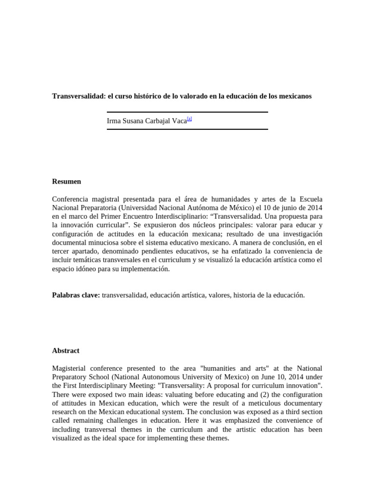 Transversalidad en la Educación Mexicana | PDF | Plan de estudios | México