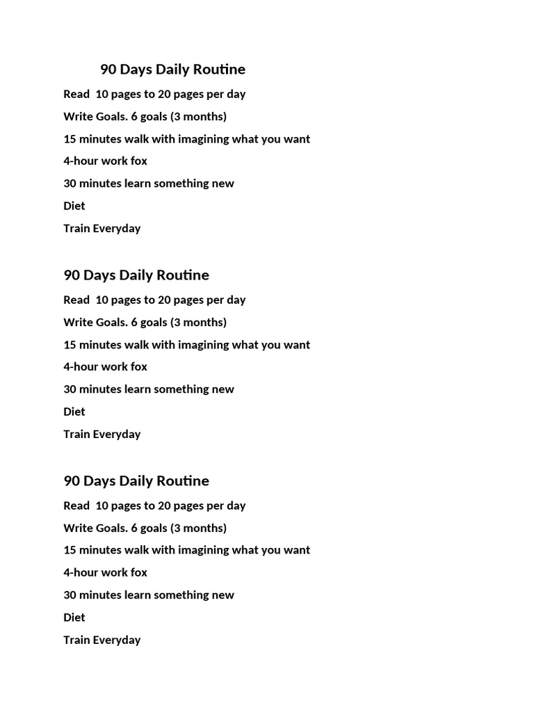90 Days Daily Routine | PDF