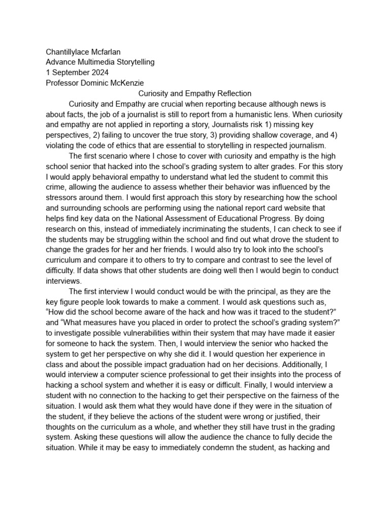 Curiosity and Empathy Reflection | PDF | Empathy | Social Psychology