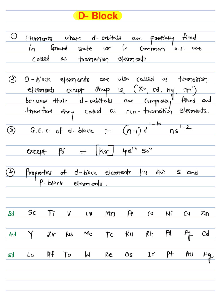 D_Block_CVM | PDF | Transition Metals | Magnetism