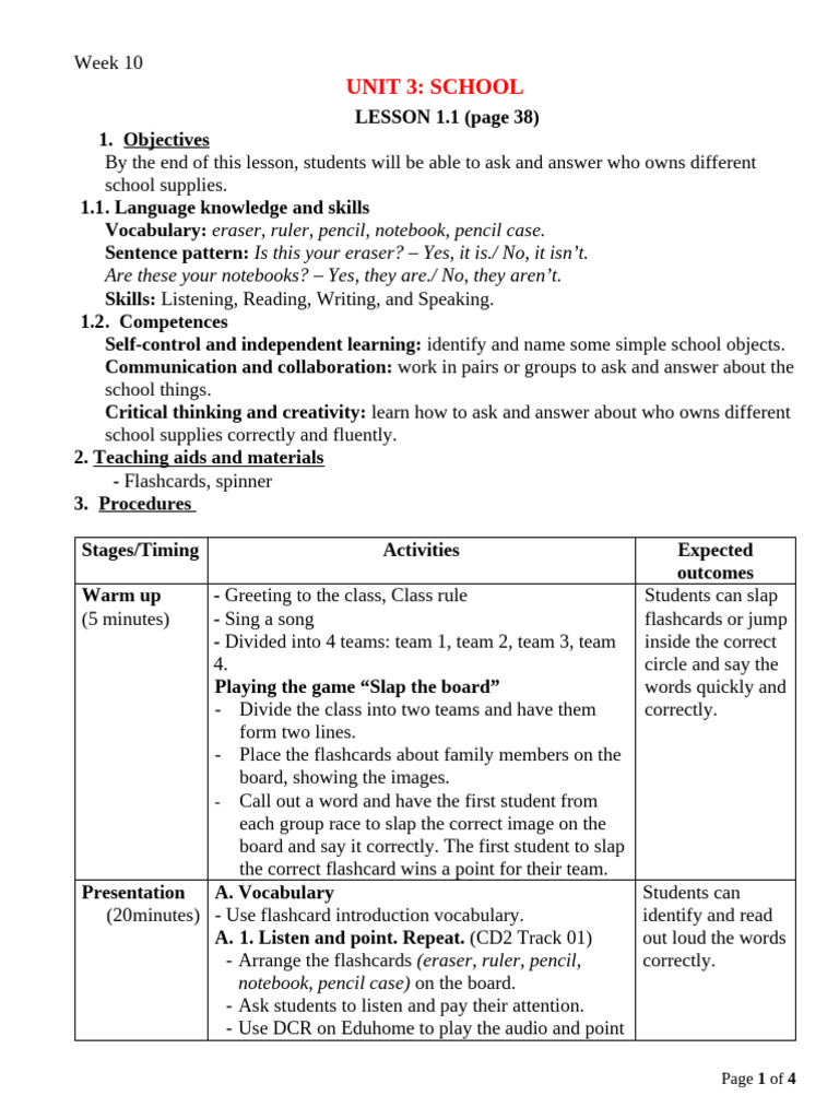 Week 10 - iSS - Unit 3 - School - Lesson 1.1 - Grade 3 - Page 38 | PDF ...