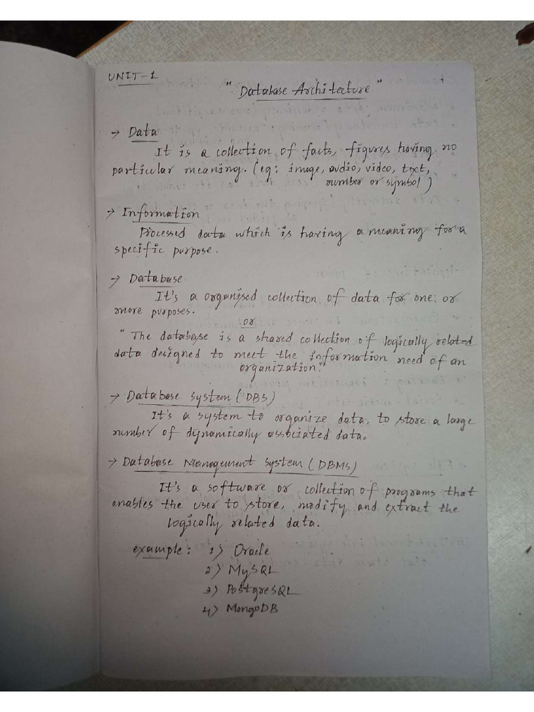 DBMS, Unit-1 | PDF