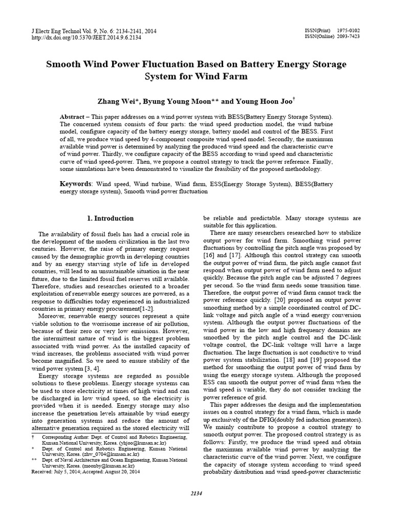 Smooth Wind Power Fluctuation Based On Battery Energy Storage System ...