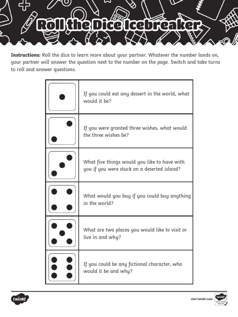 Back-to-School Roll The Dice Ice Breaker For 6th-8th Grade | PDF ...