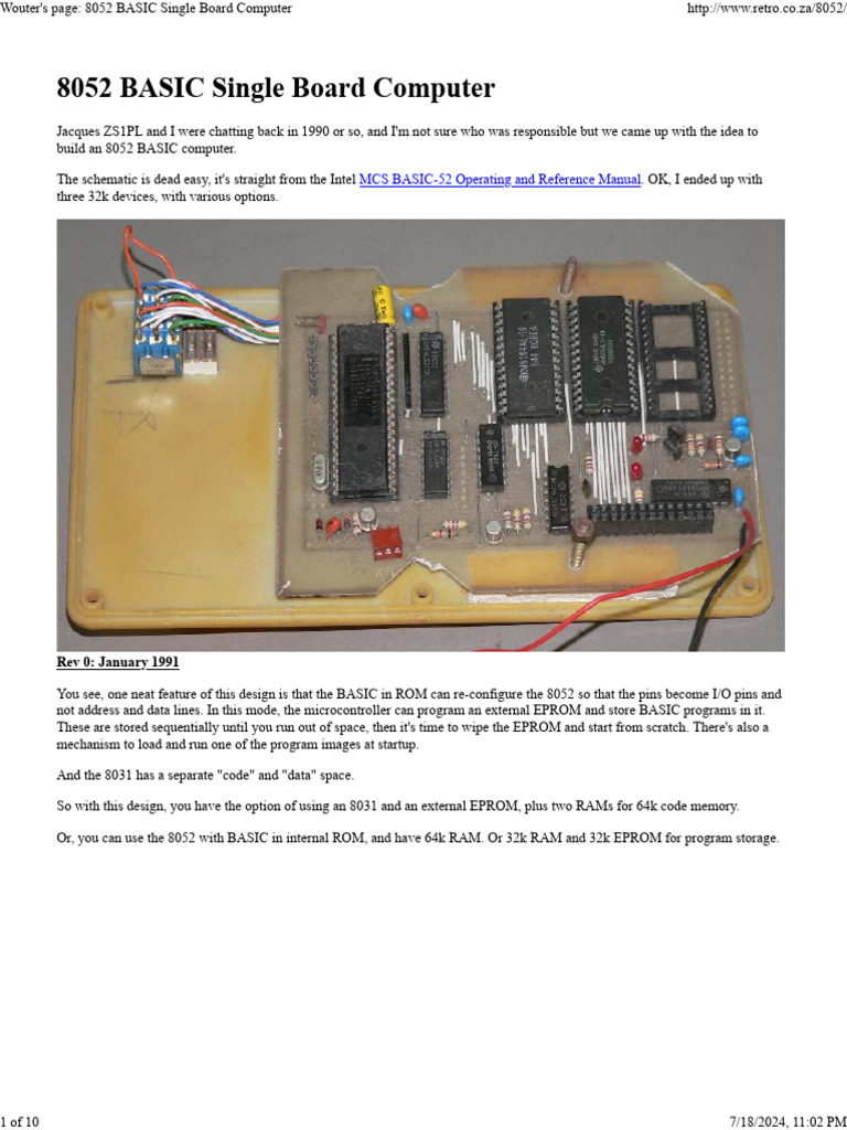 8052 BASIC SBC for Hobbyists | PDF | Random Access Memory | Read Only Memory