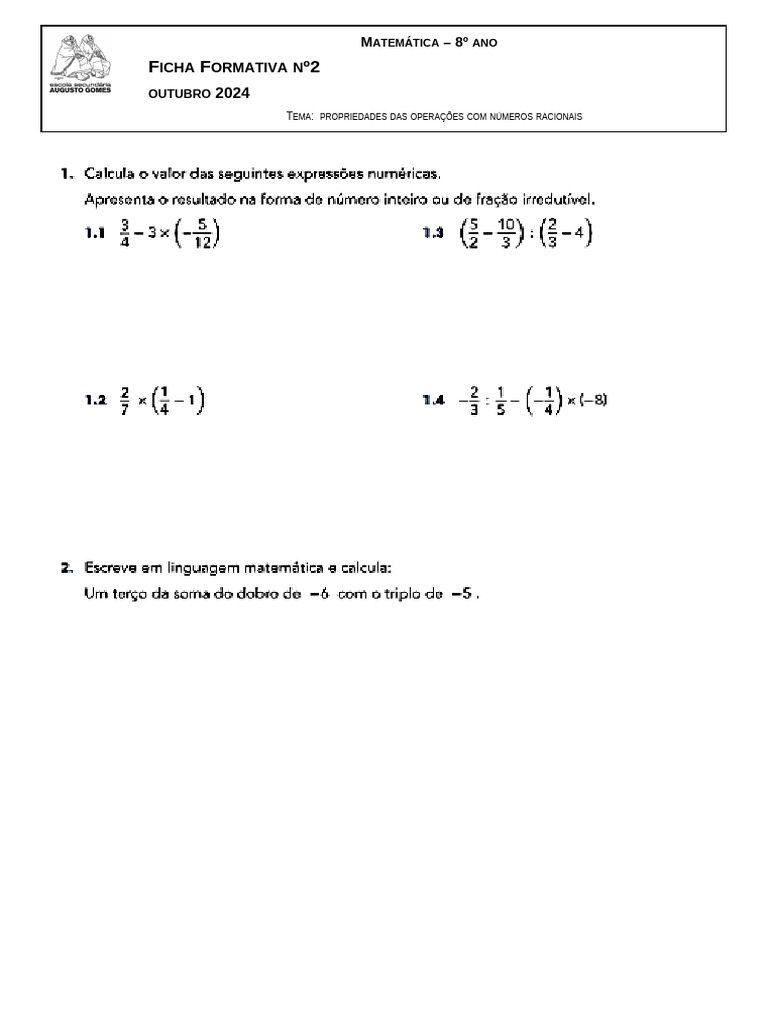 Ficha Formativa 2 | PDF