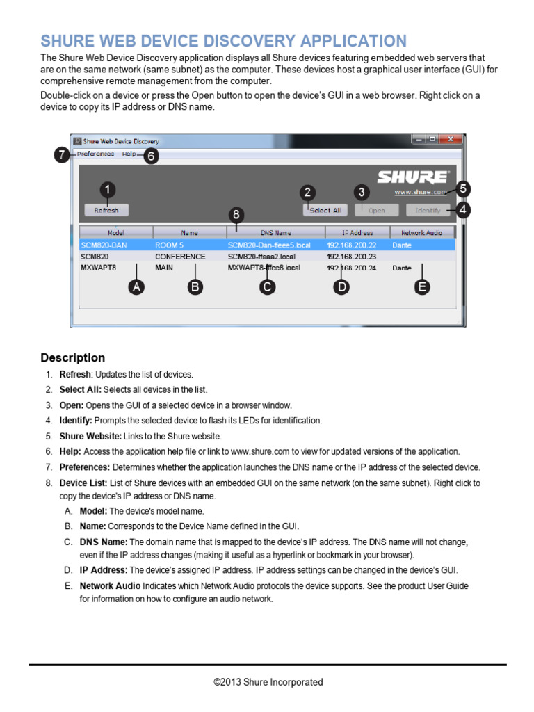 Shure Web Device Discovery Application | PDF | World Wide Web ...