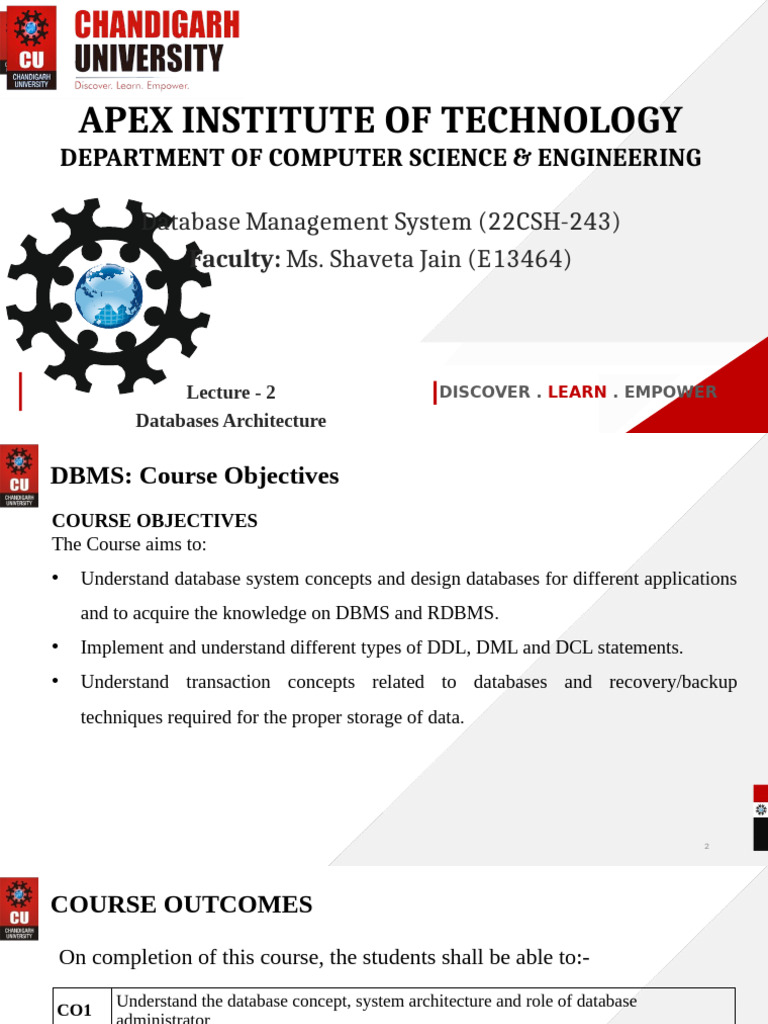 Lecture 1.1.3 - Databases Architecture and Lecture 1.1.4 - Data Independence | PDF | Databases ...