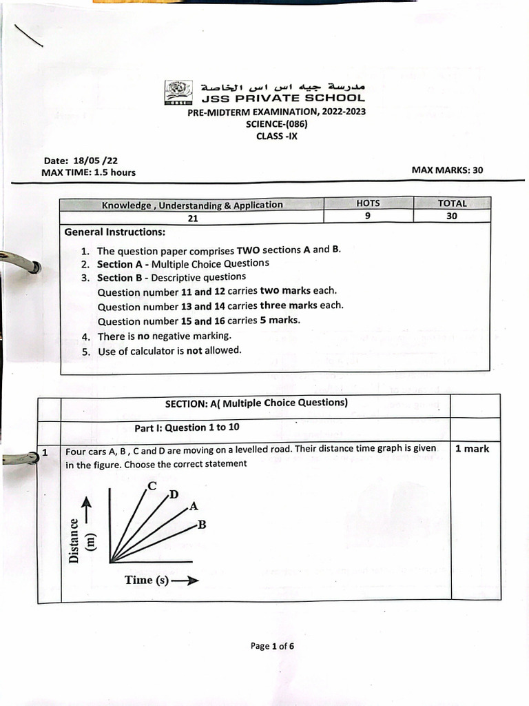 Science Exam Sample Papers (2023-24) | PDF