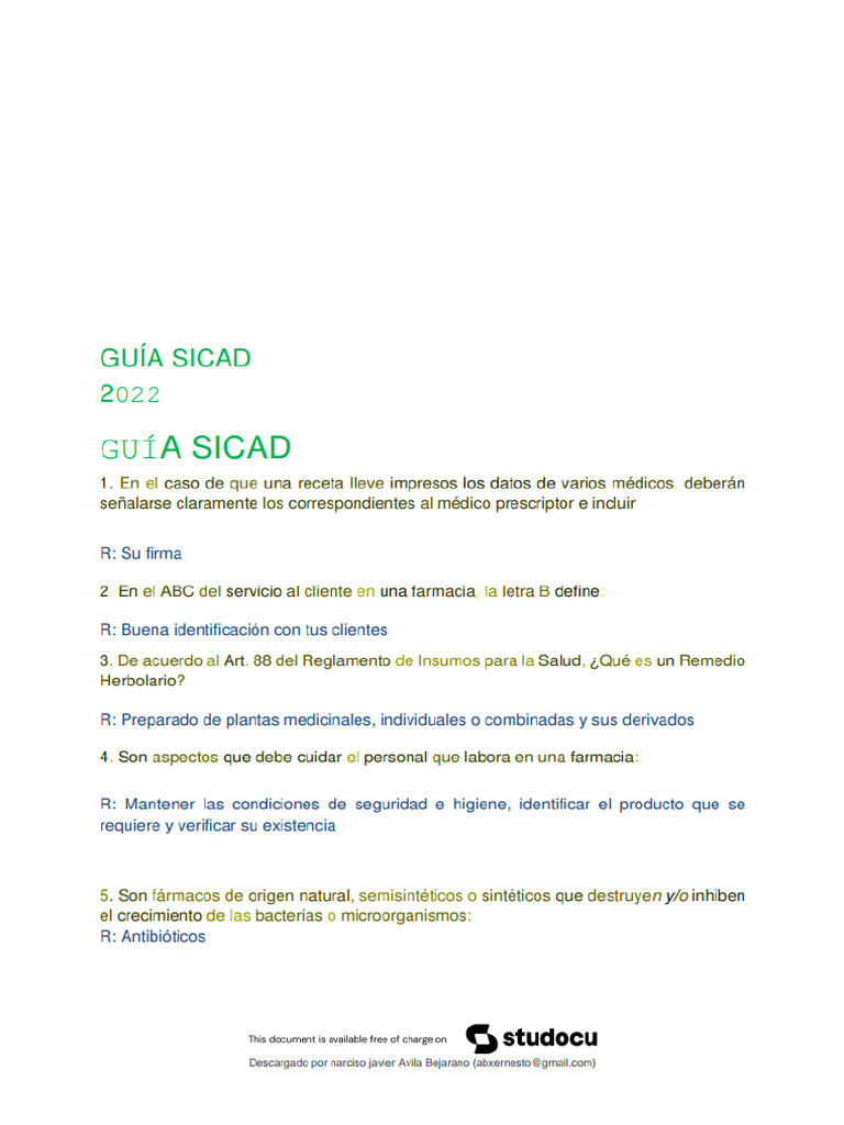 Guía Sicad 2022 Preguntas | PDF