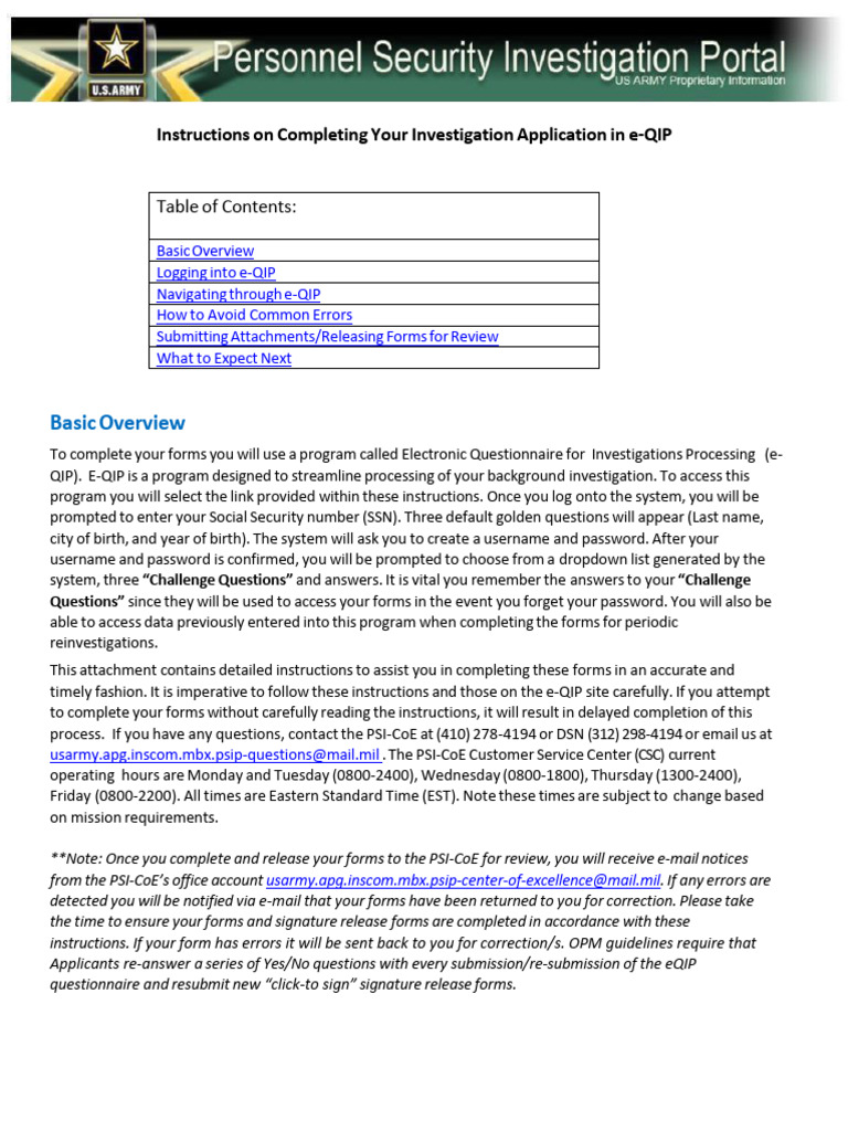 e-QIP 3 - 20 Applicant Instructions 20160814 | PDF | Passport | Password