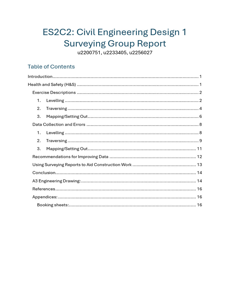 Civil Engineering Survey Report | PDF | Surveying | Accuracy And Precision