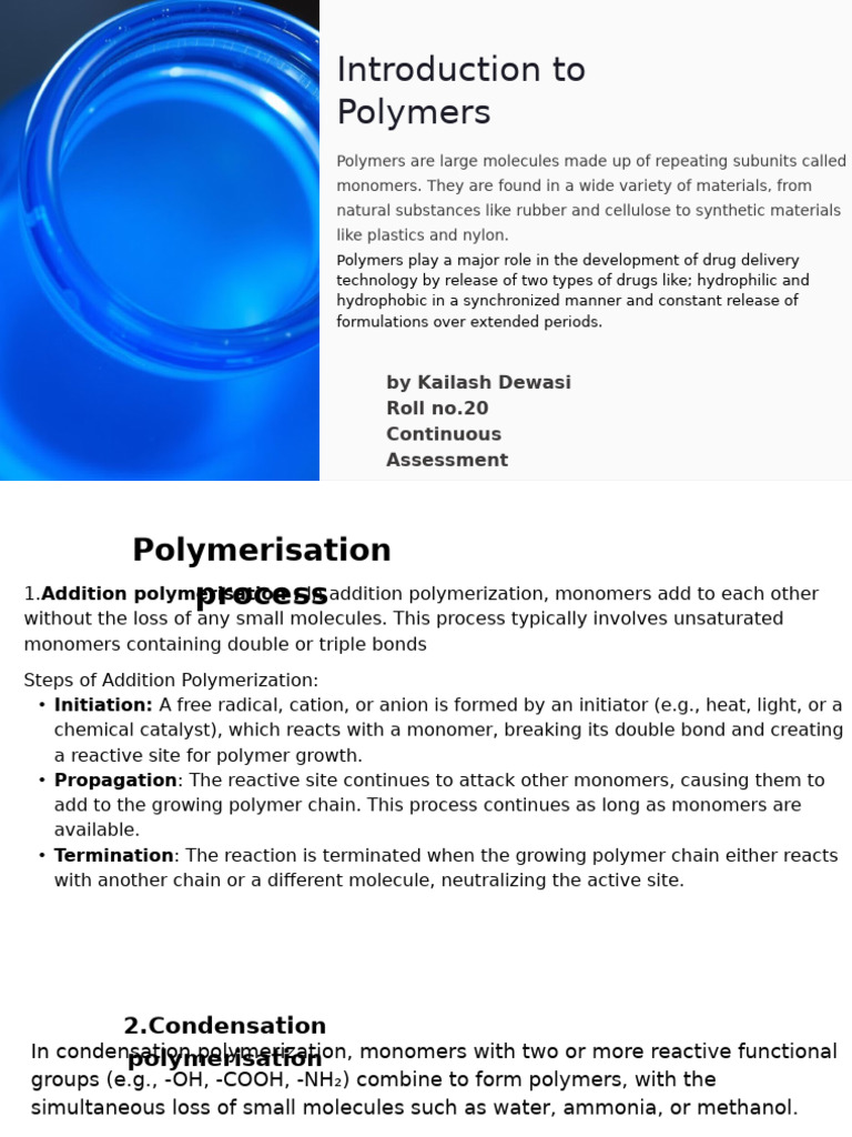 Polymers in Drug Delivery Systems | PDF | Polymerization | Polymers