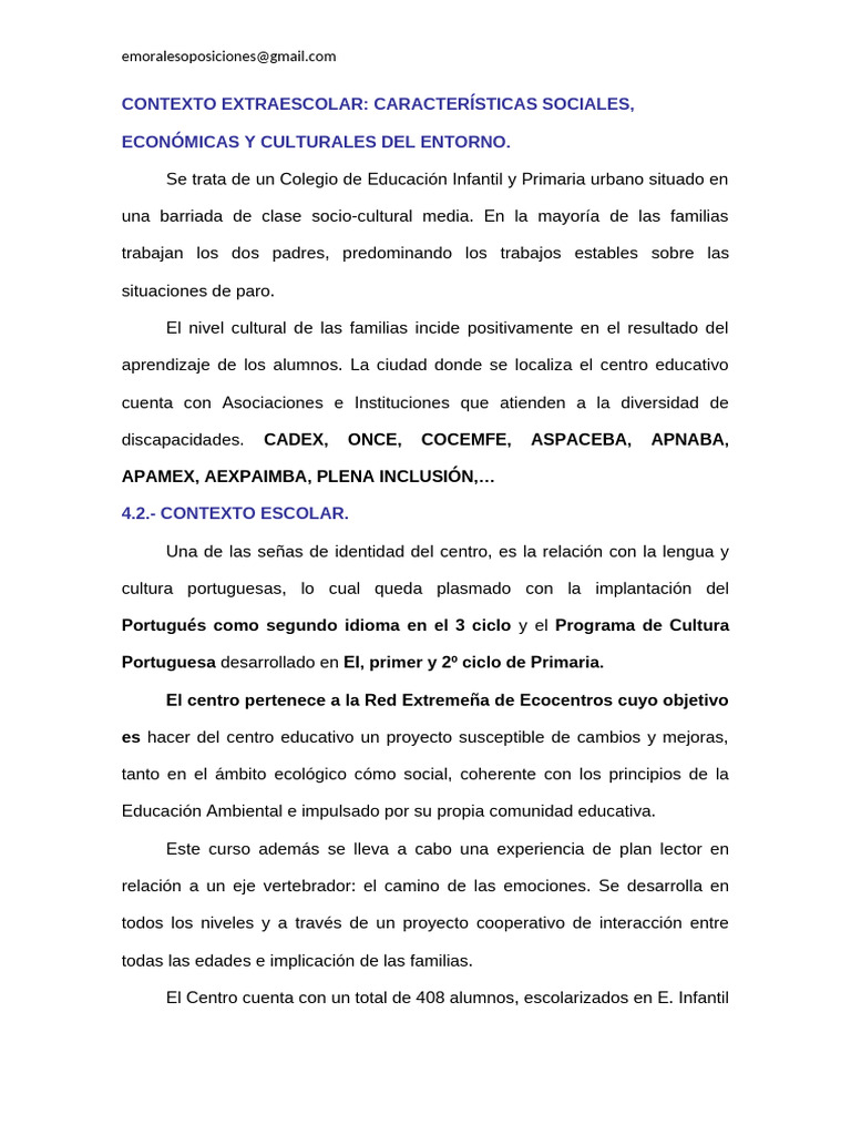 Contexto Extraescolar | PDF | Educación primaria | Escuelas
