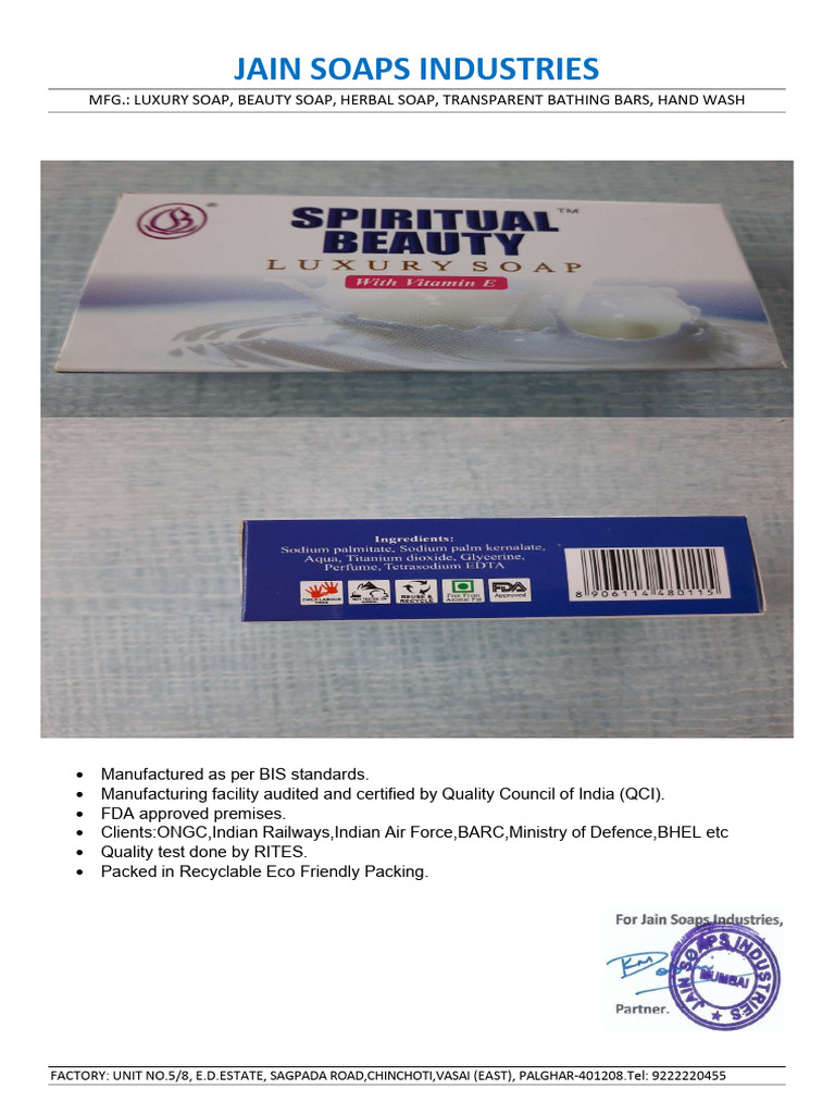 Jain Soaps Industries: MFG.: Luxury Soap, Beauty Soap, Herbal Soap, Transparent Bathing Bars ...