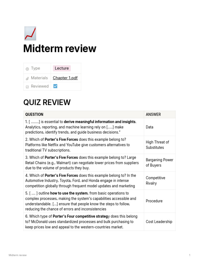 Management Infomation Systems by ERP Application - Midterm - Quiz | PDF | Strategic Management ...