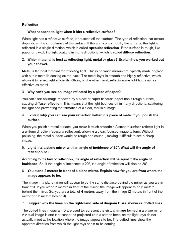 Reflection and Refraction | PDF | Reflection (Physics) | Mirror