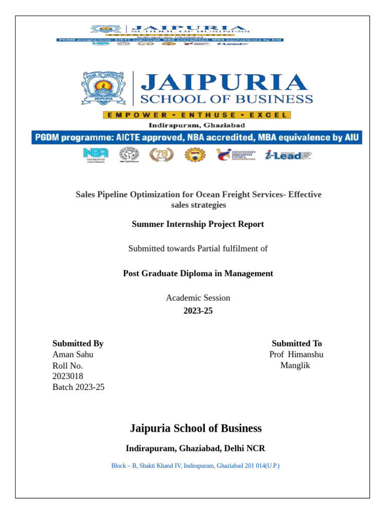 SIP Report | PDF | Logistics | E Commerce