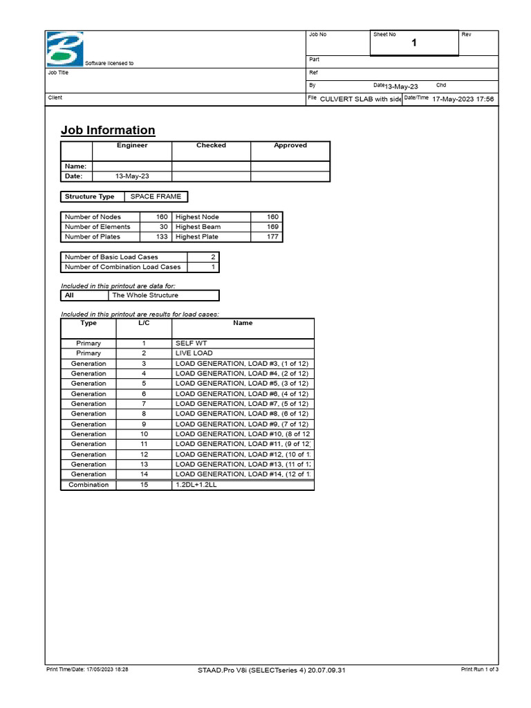 Staad resultsFIXED WITH SUPPORT | PDF | Beam (Structure) | Solid Mechanics