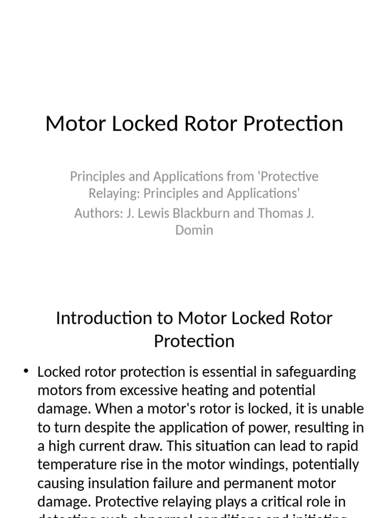 Enhanced Locked Rotor Protection Presentation | PDF | Electric Motor ...