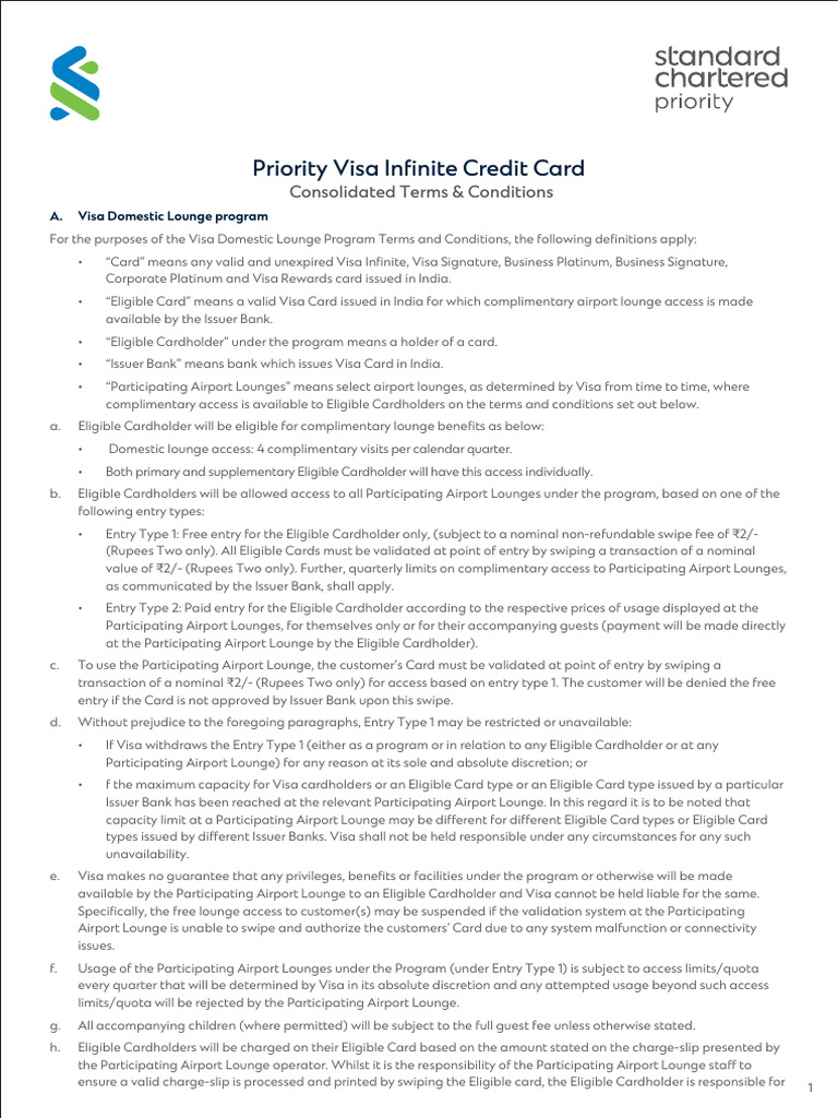 Visa Lounge Access for Priority Cardholders | PDF | Visa Inc. | Credit Card