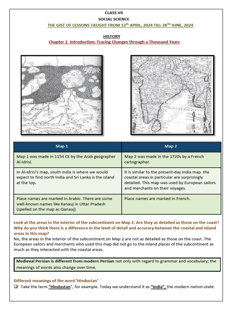 Class Vii Social Science - Gist 1 | PDF | History