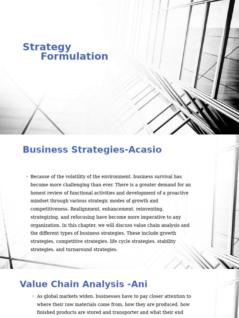 Stategy Formulation | PDF | Logistics | Procurement
