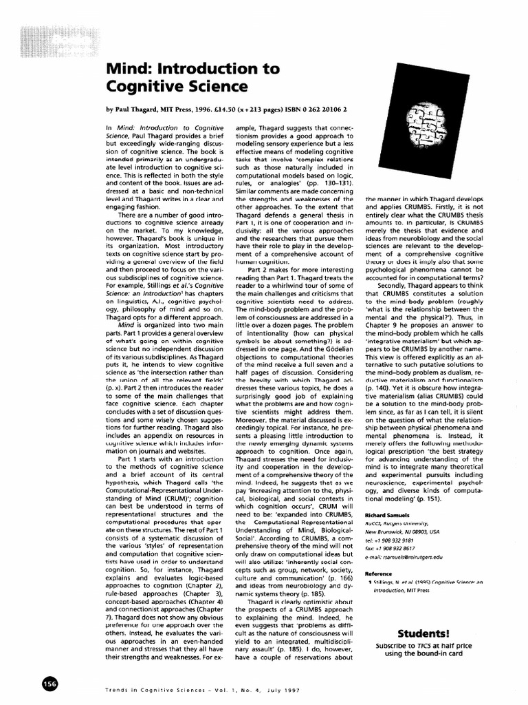 Paul Thagard Mind Introduction To Cognit | PDF | Mind | Cognition