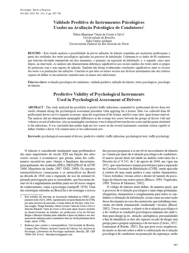 Validade Preditiva de Instrumentos Psicológicos | PDF | Psicologia | Transtorno de déficit de ...