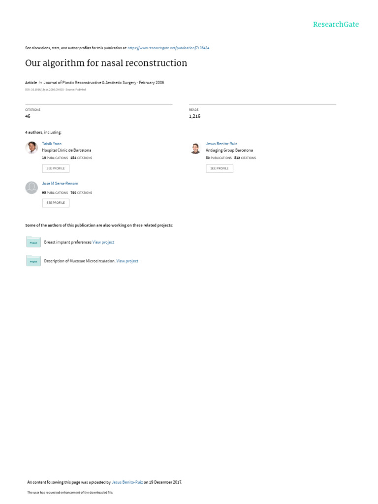 Our Algorithm For Nasal Reconstruction Pdf Plastic Surgery Face