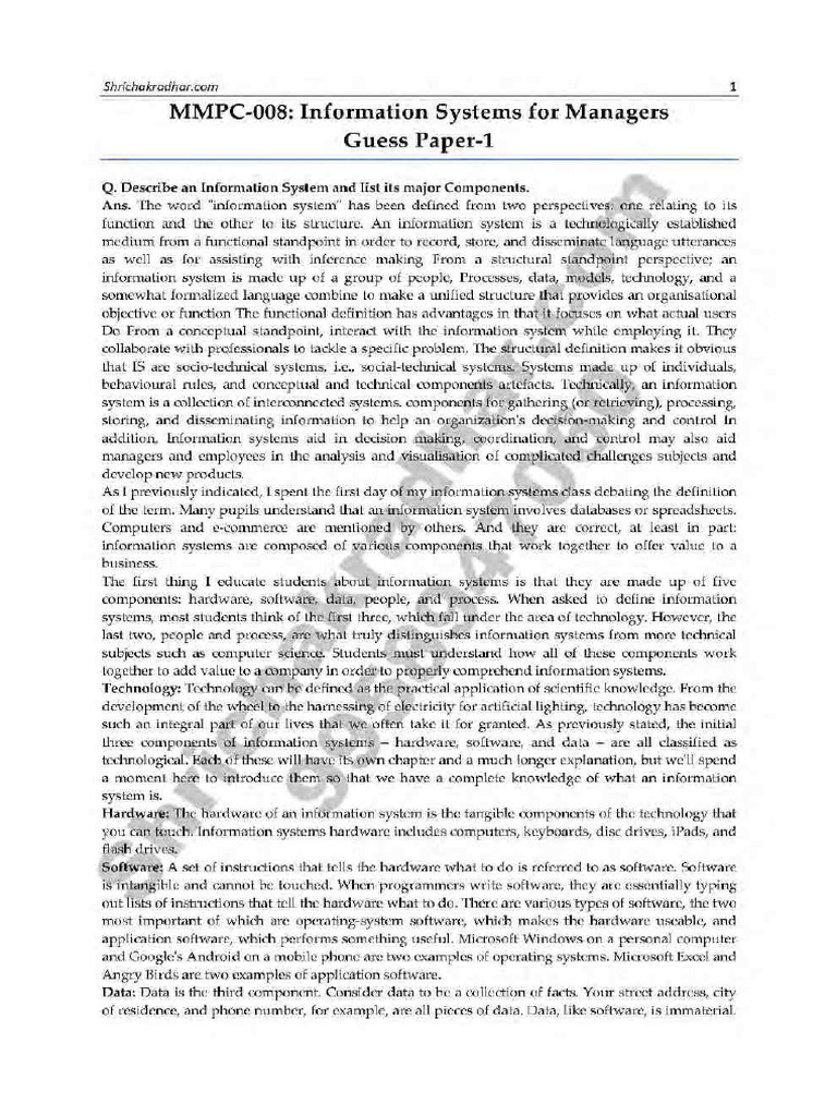 MMPC 08 Guess Paper | PDF