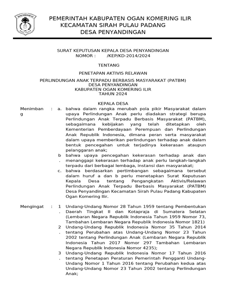 SK Patbm Desa 2024 | PDF