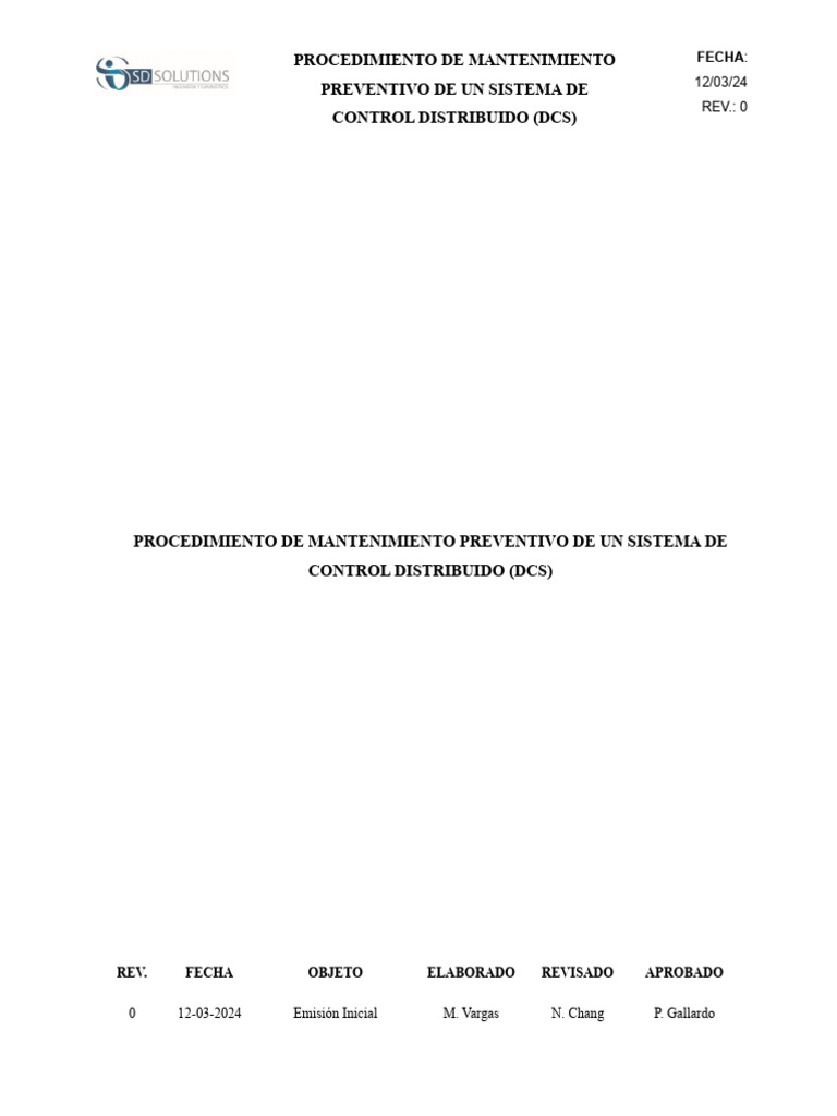 Procedimiento de Mantenimiento Preventivo de Un Sistema de Control Distribuido | PDF | Software ...