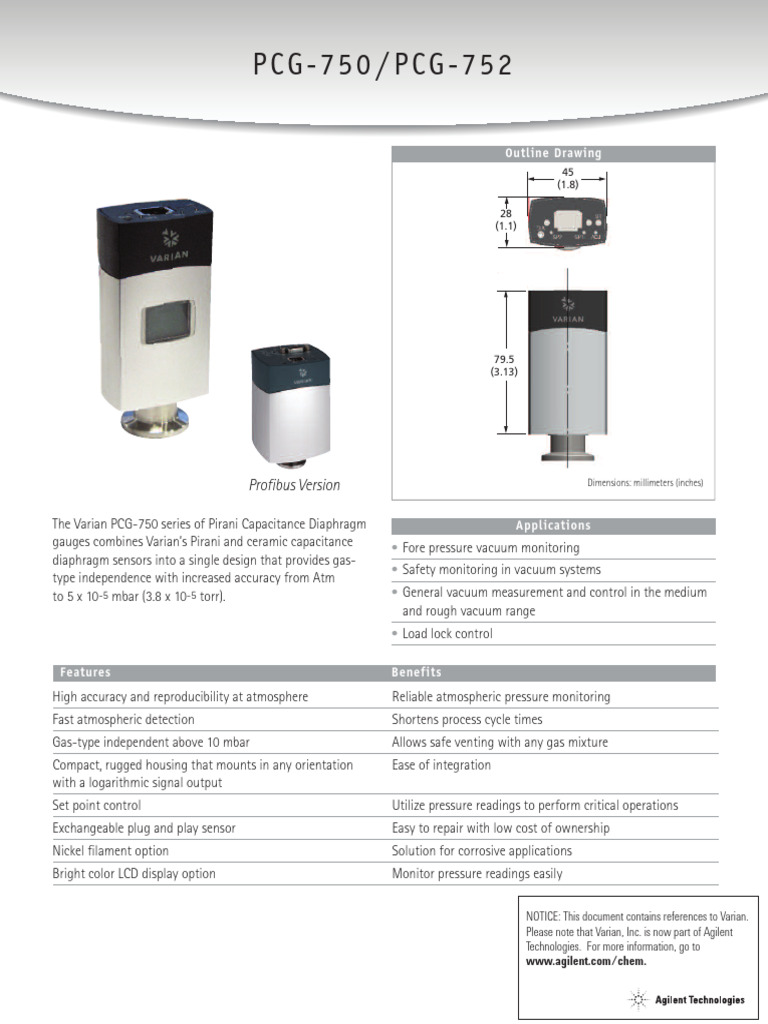 Varian PCG-750 Pirani Gauge Overview | PDF | Vacuum | Relay