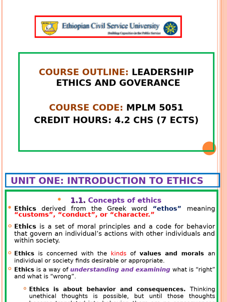 Leadership Ethics Course Overview | PDF | Utilitarianism | Morality