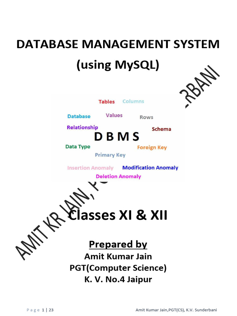 MySQL Handbook 2023-24 | PDF | Database Index | Table (Database)