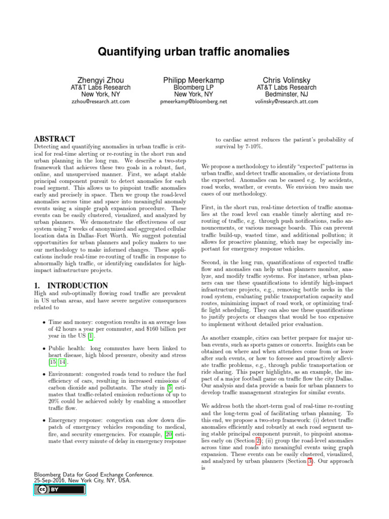 Quantifying Urban Traffic Anomalies Pdf Principal Component Analysis Outlier