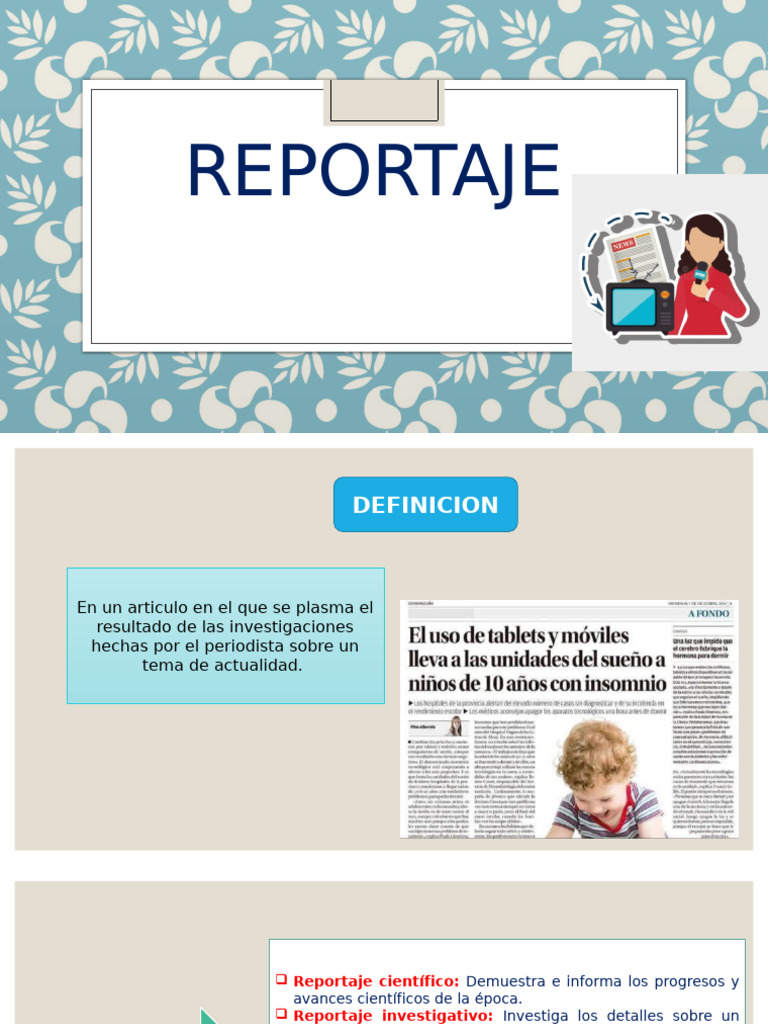 Tipos y Estructura del Reportaje Periodístico | PDF | Televisión ...