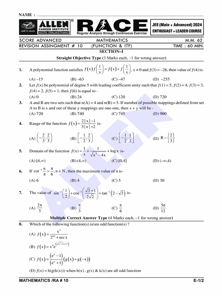 Revision Assignment #10 | PDF
