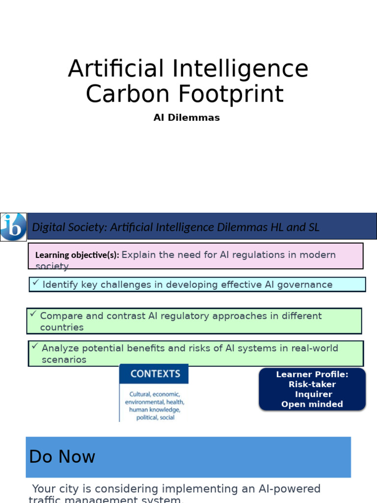 Lesson 6 Artificial Intelligence Carbon Footprint and Laws | PDF ...