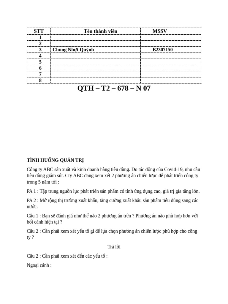 Bài tập QTH | PDF