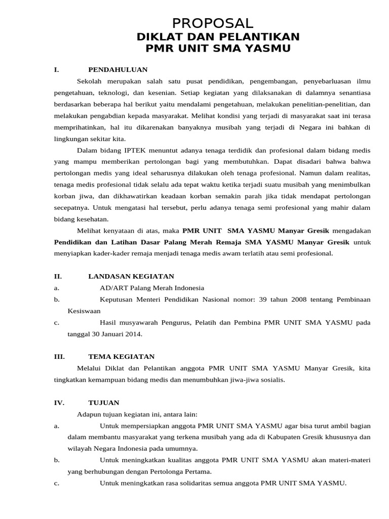 Proposal Diklat PMR | PDF