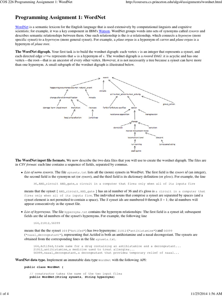COS 226 Programming Assignment 1 - WordNet | PDF | Computer Programming