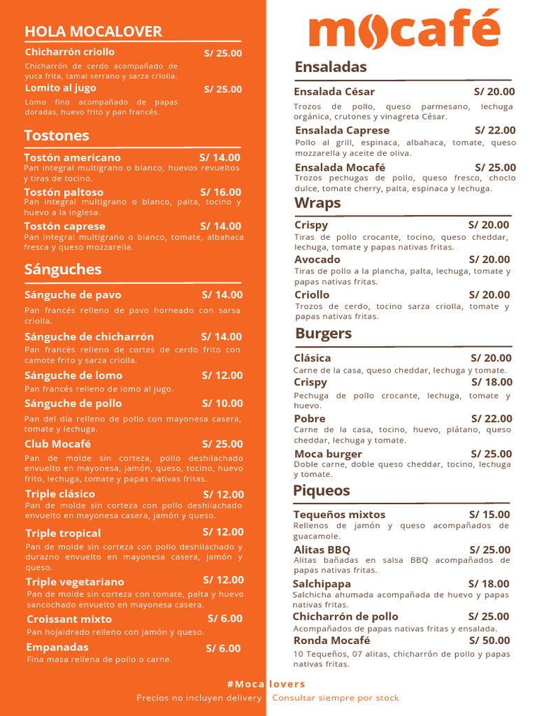 Carta Mocafe 3.0 | PDF | Postres | ensalada