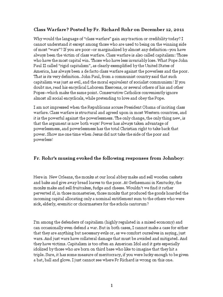 Capitalism As Class Warfare | PDF | Politics