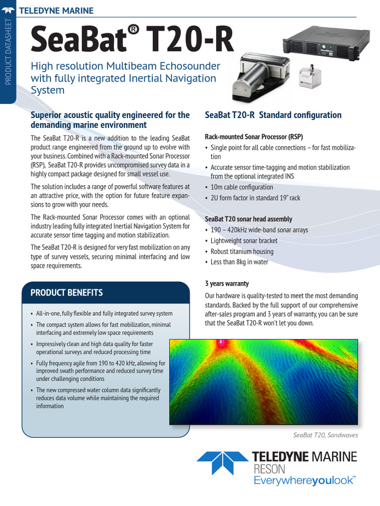 SeaBat T20-R Product Leaflet | PDF | Sonar | Metrology