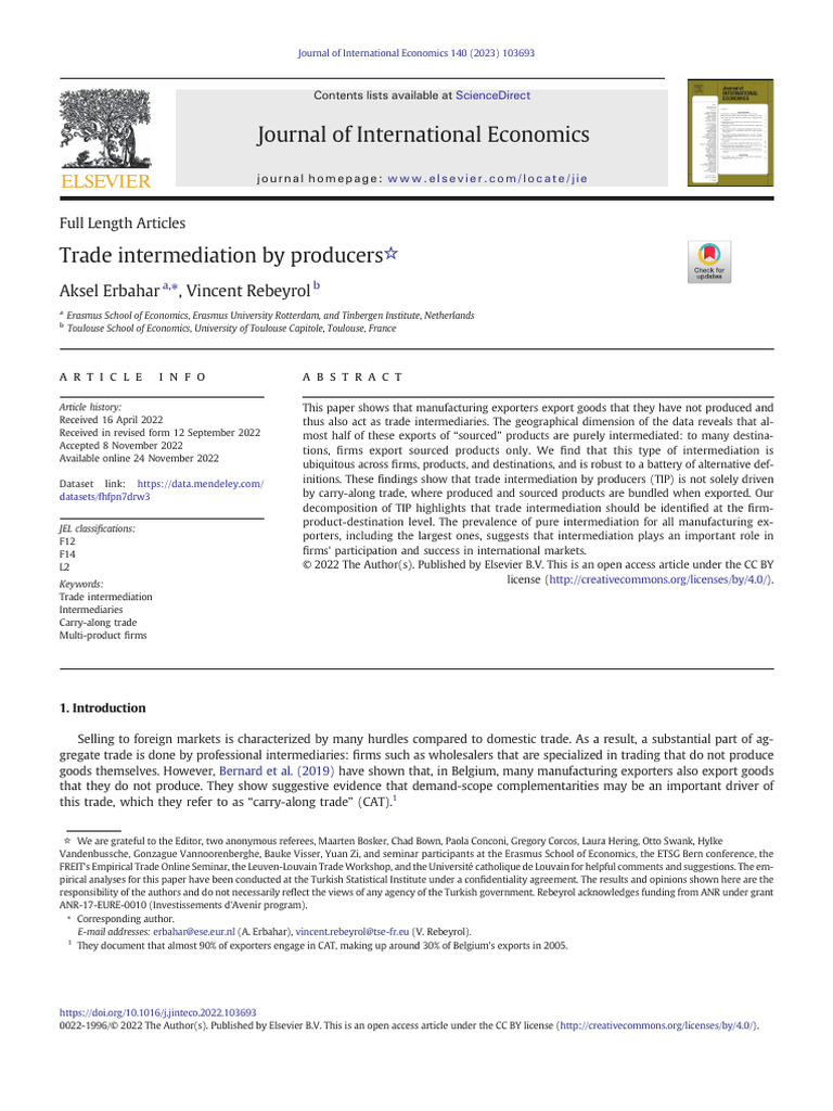 Erbahar & Rebeyrol (2023) | PDF | Multinational Corporation | Textiles