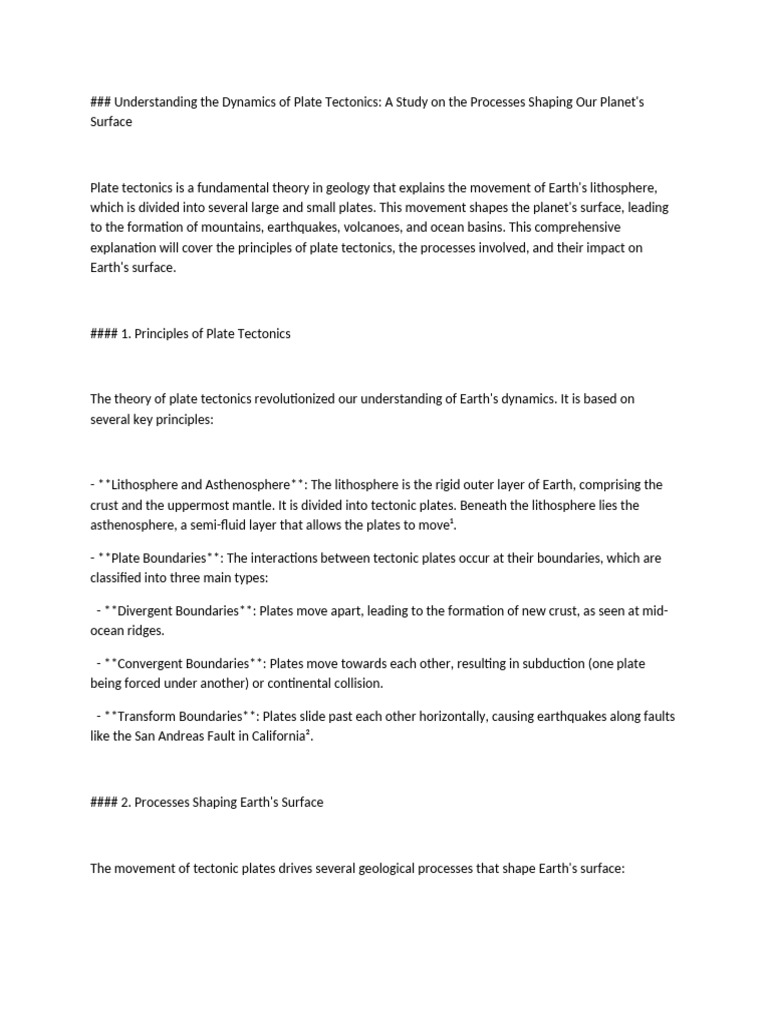 Plate Tectonics Explained for Geologists | PDF | Plate Tectonics | Earth Sciences